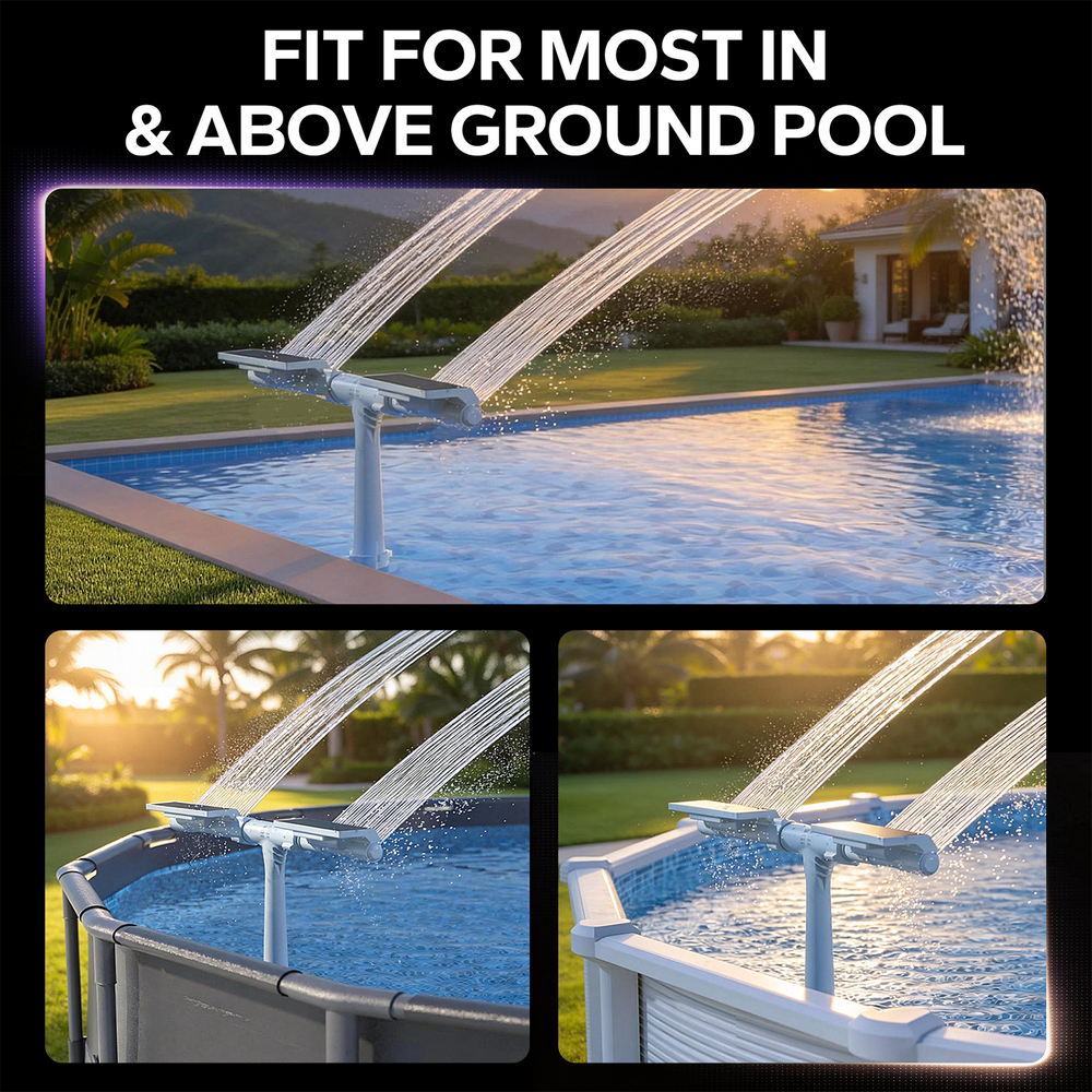 POOLHACKER Solar Pool Fountain Light for Above & Inground Pools